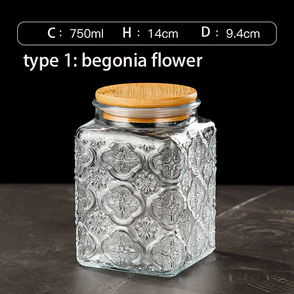 750ml Square Glass Storage Jars Airtight with Lid